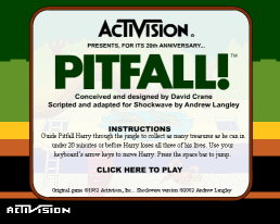 Play Pitfall online. FREE Arcade Games and Video Game classics! Brought ...